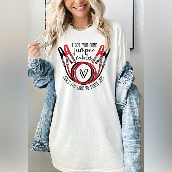 Shirts | Nwot I Got You Some Jumper Cables Graphic Tee Sand | Poshmark